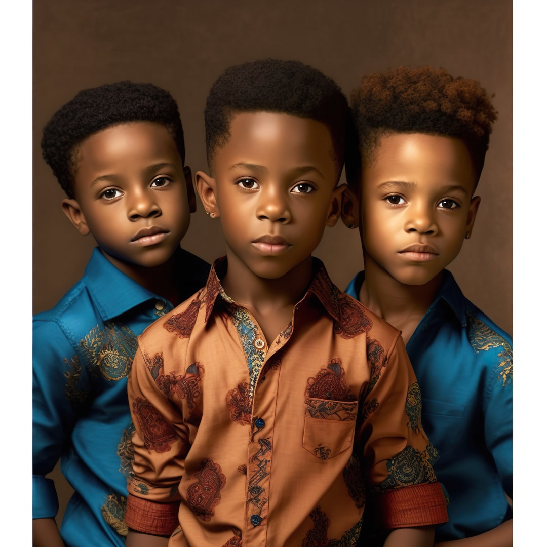 African American Black Boys Brothers Triplets - Etsy