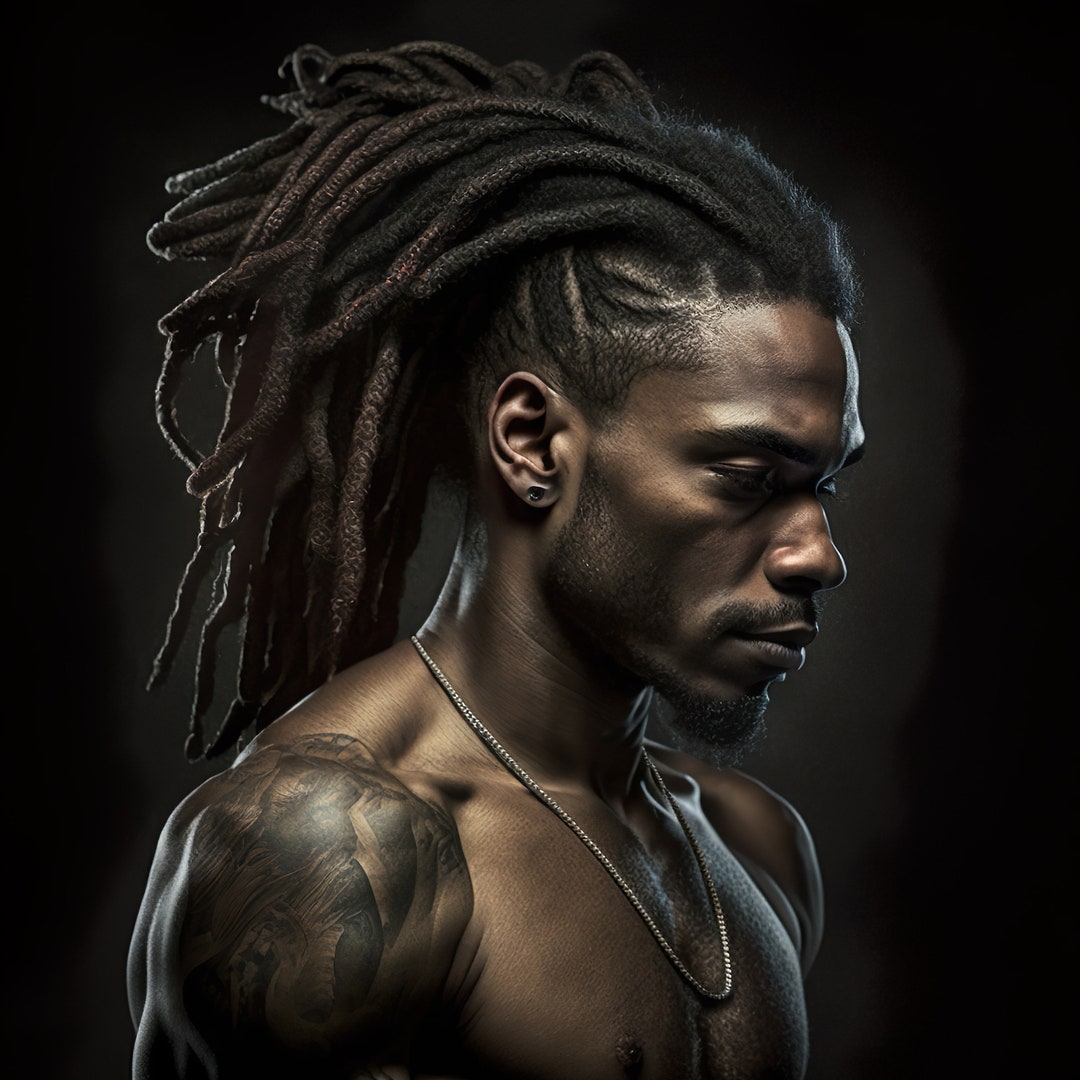 Black Man With Locs Sublimation PNG | High-resolution Digital Art for T ...