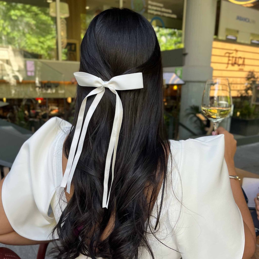White Bow Ribbon Hair Clip | Free Delivery | Soft and Cute Bow for the ...