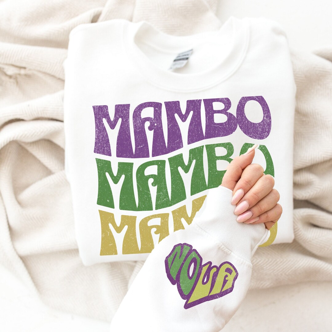 Mardi Gras Mambo Sweatshirt, Nola, Fleur De Lis, Purple Green and Gold ...