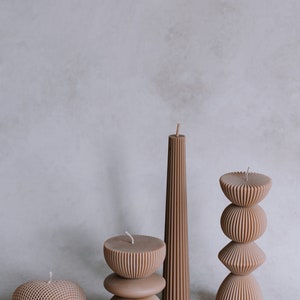 Sculptured Candle, Ribbed Pillar Candle, Geometry Candle,handmade Gift ...