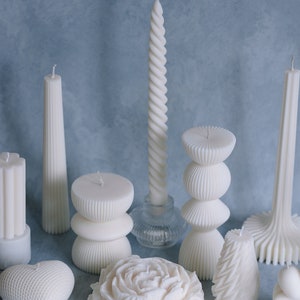 Sculptured Candle, Ribbed Pillar Candle, Geometry Candle,handmade Gift ...