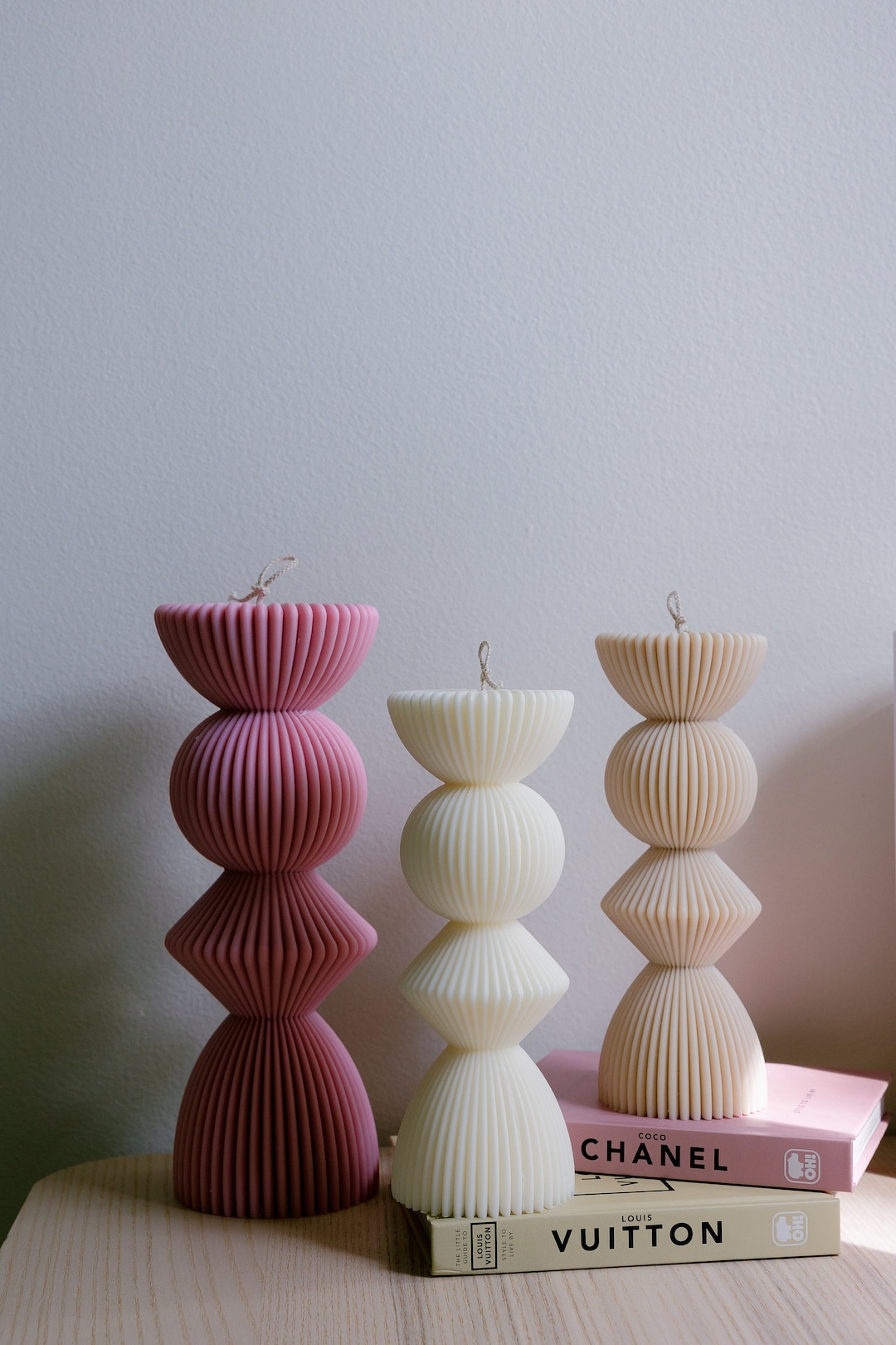 Sculptured Candle, Ribbed Pillar Candle, Geometry Candle,handmade Gift ...