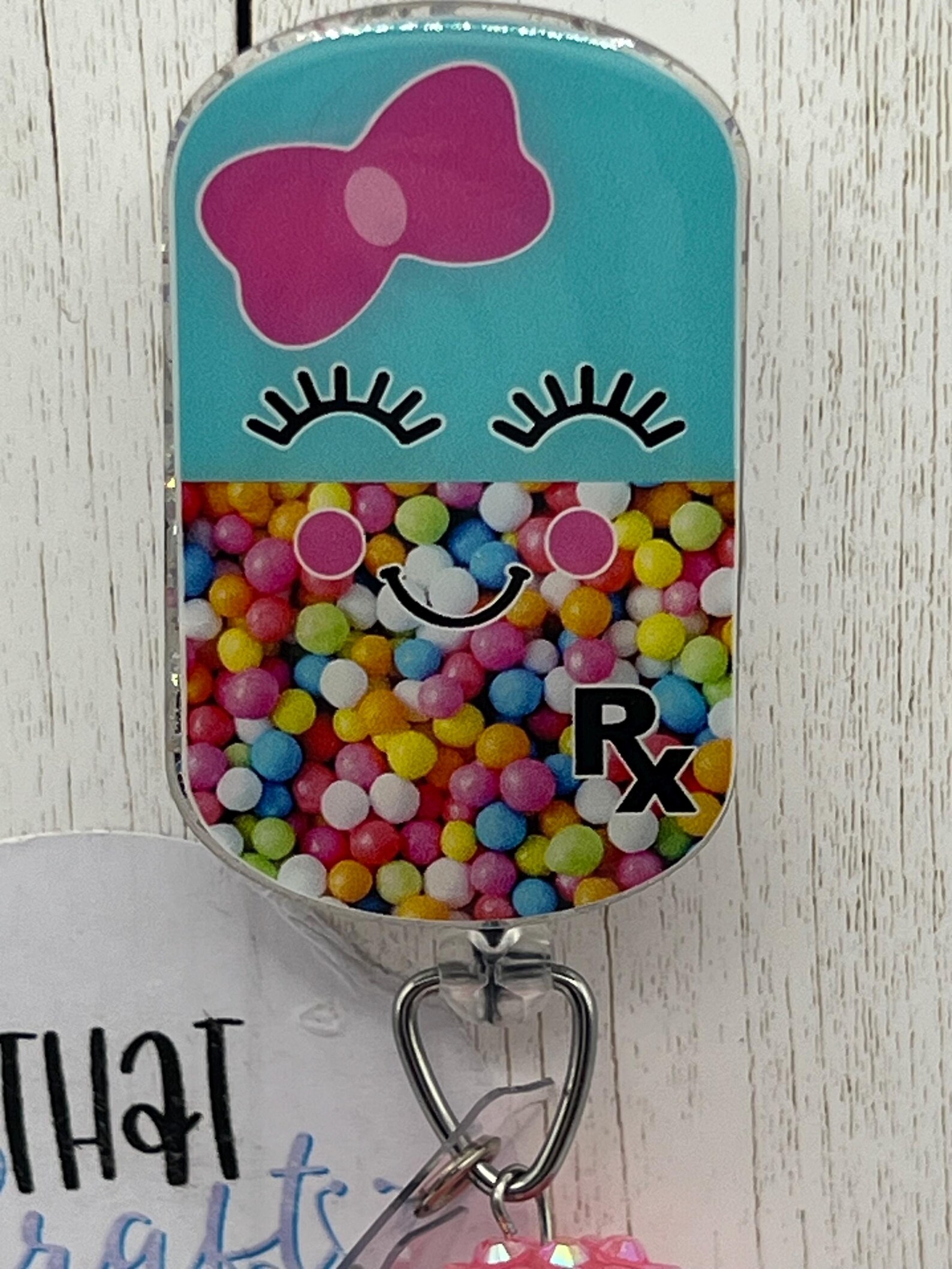 Pill Badge Reel: Glitter Pharmacy Tech Retractable Badge Holder ...