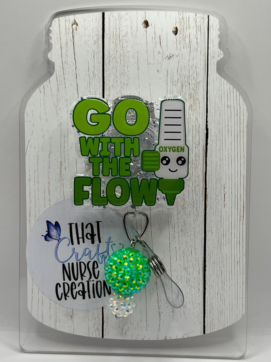 Go With the Flow Badge Reel, Glitter Respiratory Therapist Accessories ...