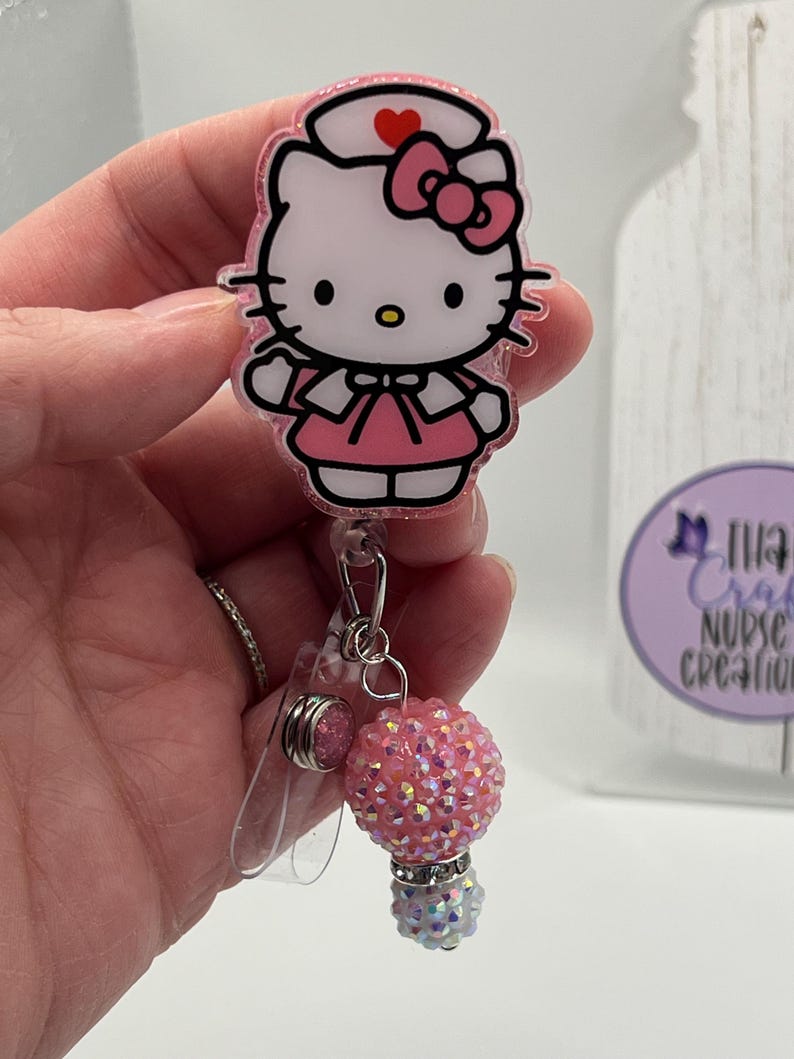 Hello Kitty Nurse Badge Reel, Glitter Nurse Accessories ...