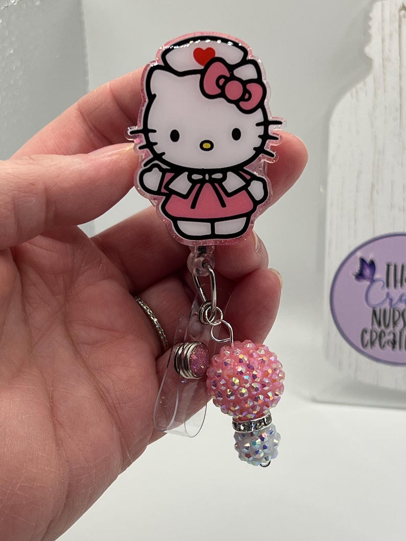 Hello Kitty Nurse Badge Reel, Glitter Nurse Accessories ...