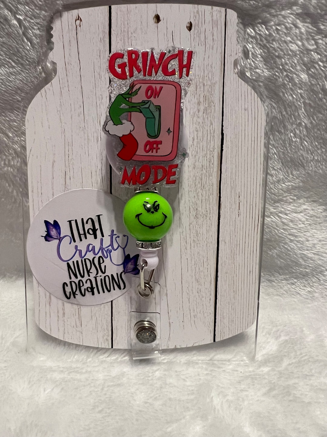 Grinch Mode on Badge Reel; Grinch Badge Holder; Cute Nurse Christmas ...