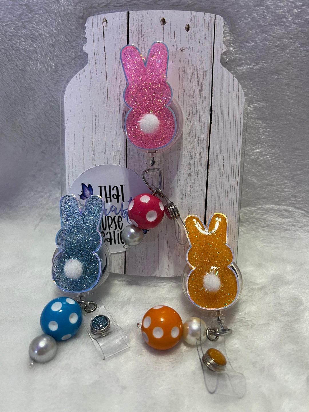 Easter Bunny Badge Reel Bunny Butt Badge Holder Cute Easter Bunny Badge ...