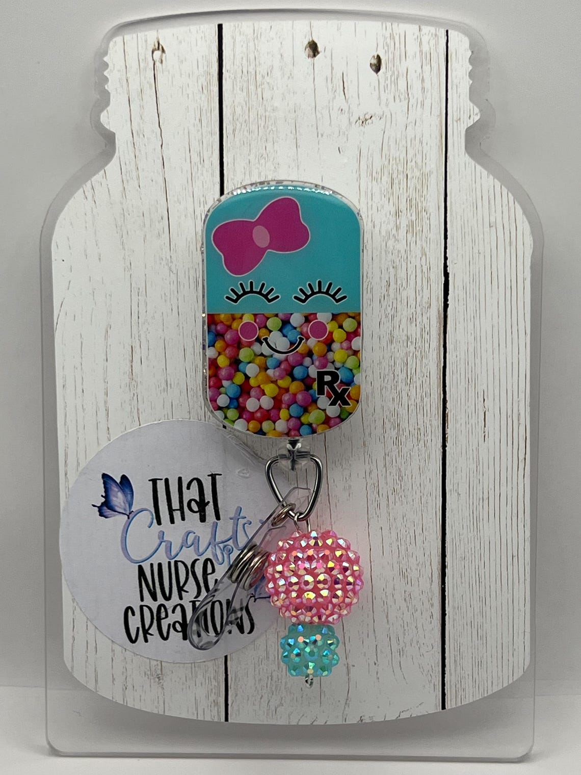 Pill Badge Reel: Glitter Pharmacy Tech Retractable Badge Holder ...