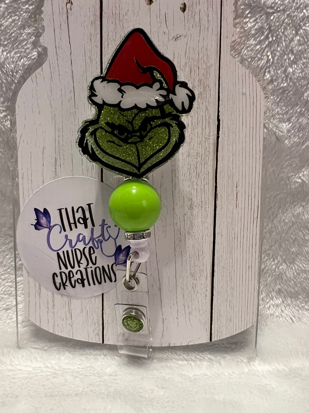 Grinch Badge Reel; Grinch Badge Holder; Cute Nurse Christmas Badge Reel ...