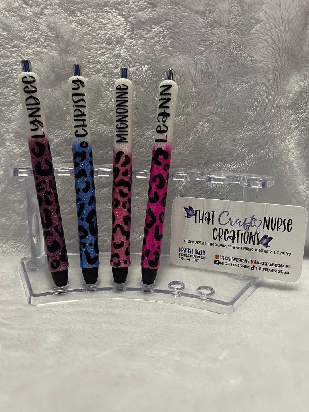 Custom Resin Leopard Print Glitter Pen, Personalized Resin Glitter Pen ...