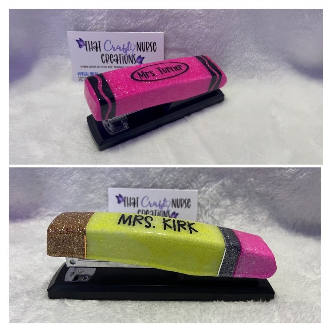 Custom Glitter Stapler Leopard Print Stapler Glitter Desk Sets Pencil ...