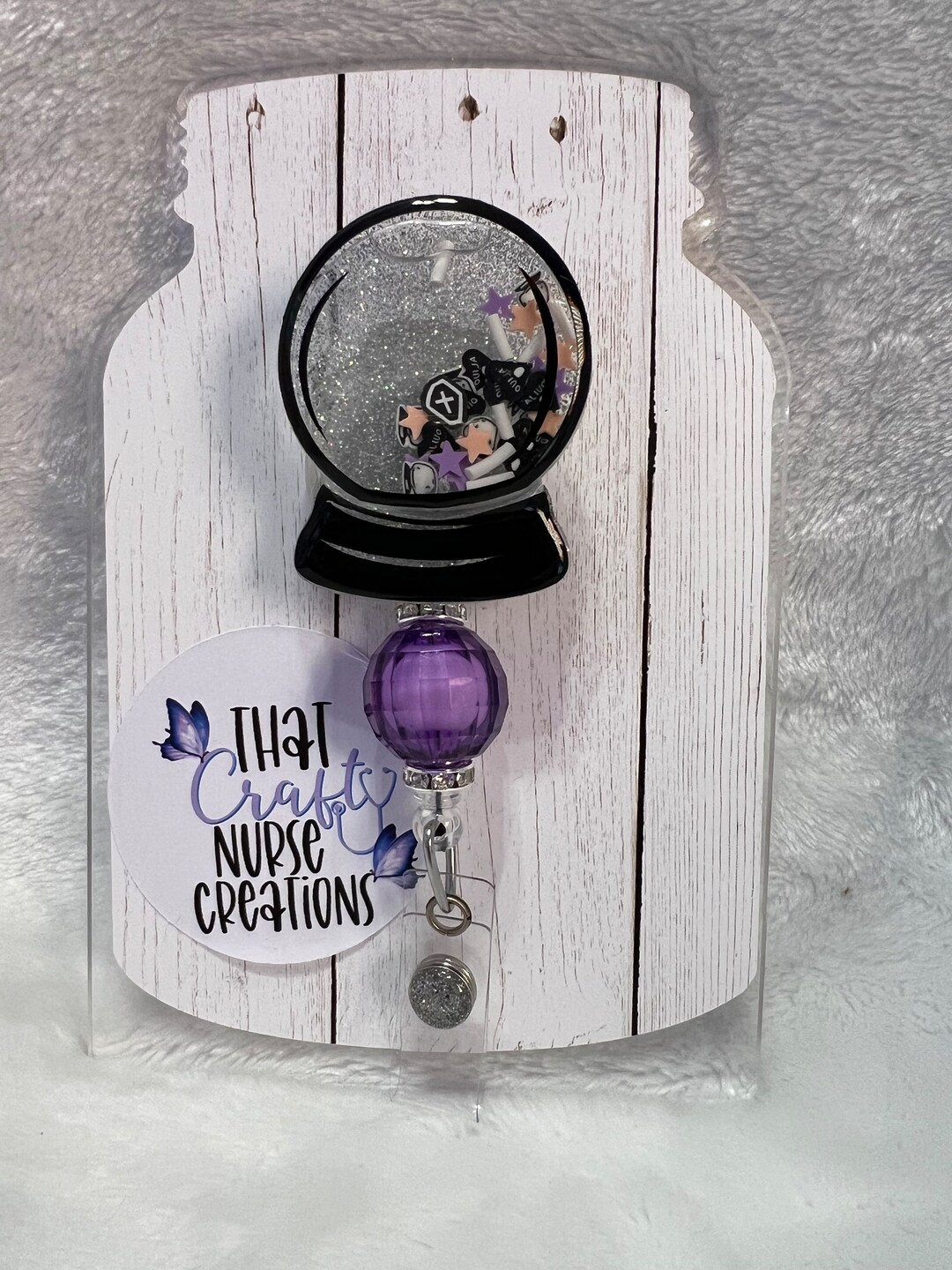 3D Crystal Ball Shaker Badge Reel Crystal Ball Badge Holder Halloween ...