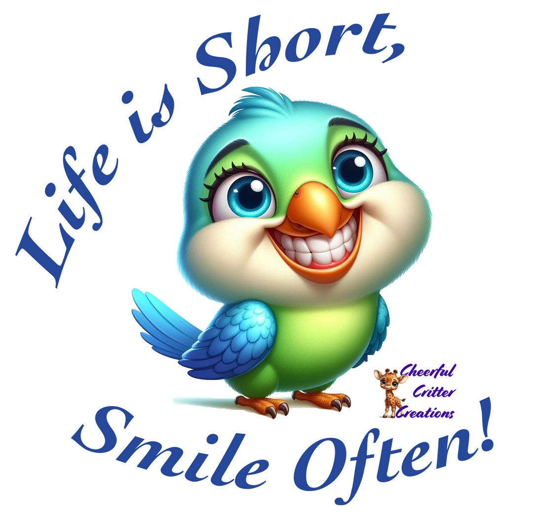 Life is Short, Smile Often Budgie Poster for Kids Bedroom or Nursery ...
