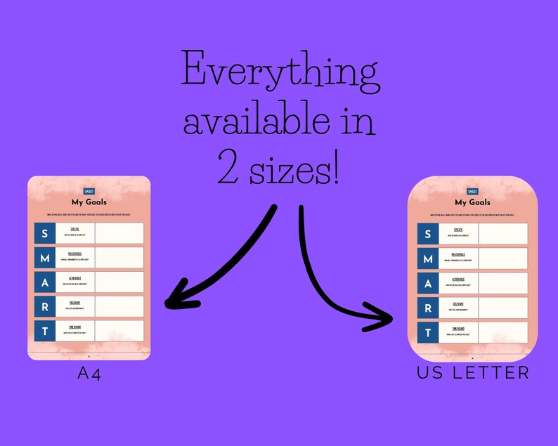 Printable SMART Goals A4 US Letter - Etsy
