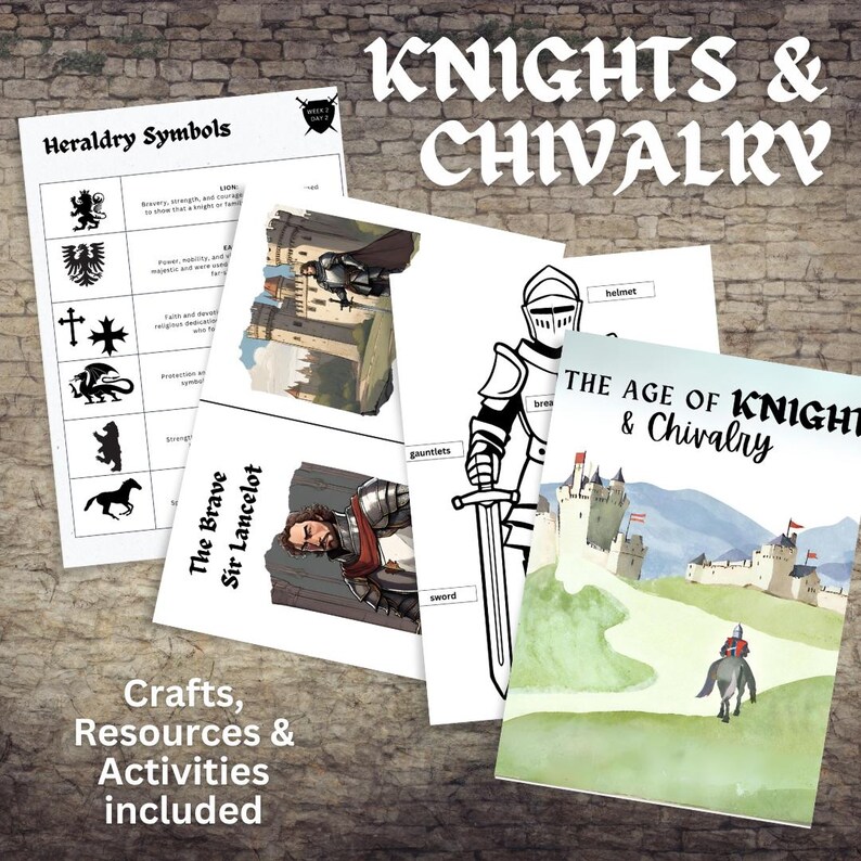 Medieval Knights & Chivalry Homeschool Curriculum Ages K-4 40 Pages of ...
