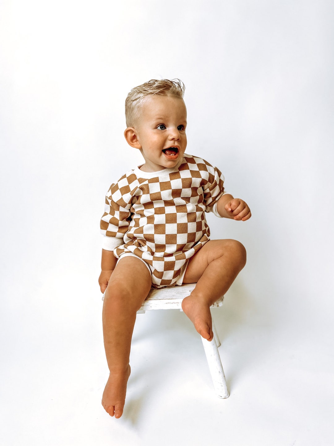 Waffle Checker Bubble Romper - Etsy