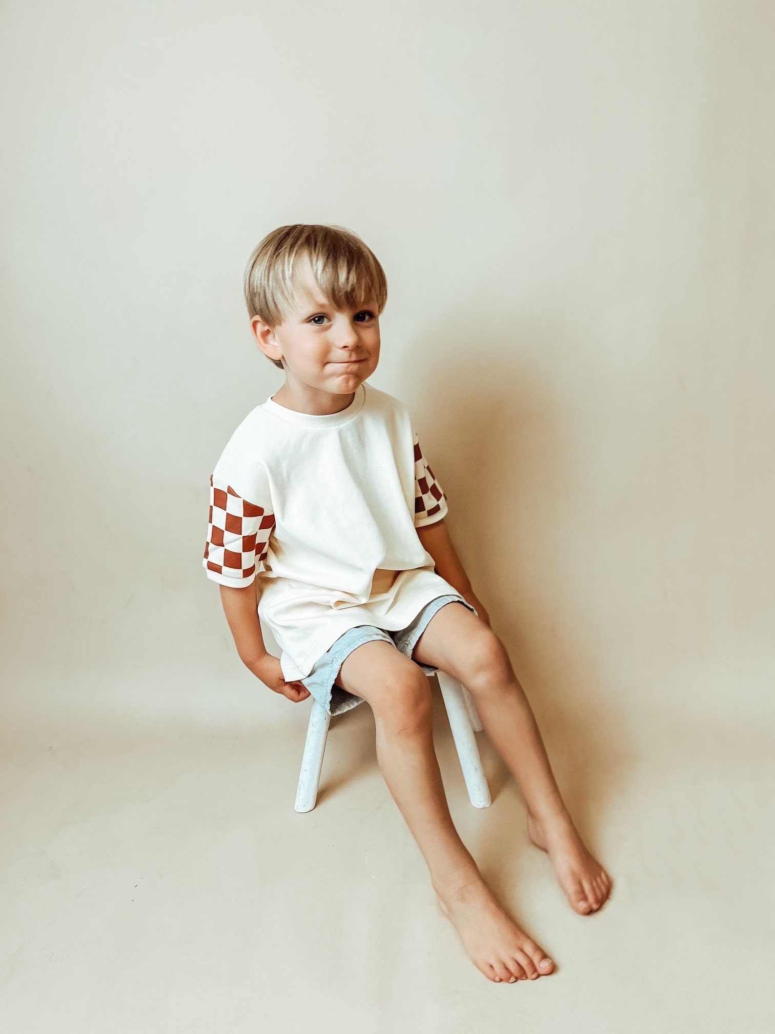 Checkered Baby Toddler Boy T-shirt, Checkerboard, Retro Tee, Oversized ...