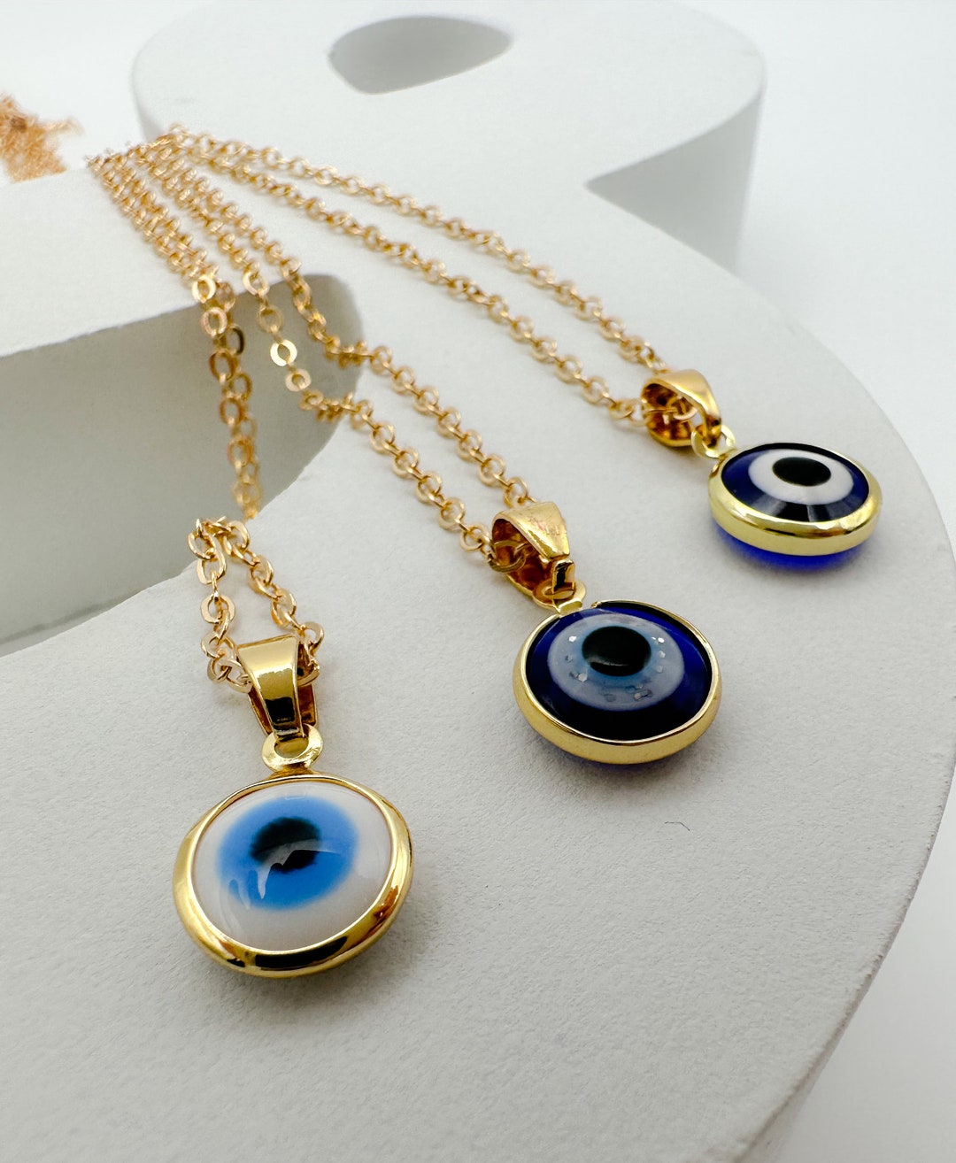 Evil Eye Pendant, Good Luck Charm, Blue Evil Eye, White Evil Eye ...