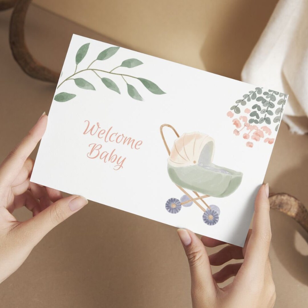 Digital Welcome Baby Cards Print at Home Greeting Cards Baby - Etsy