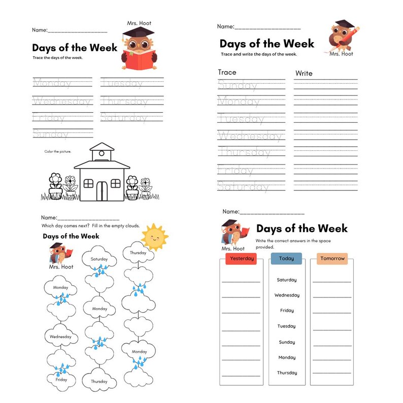 Days of the Week Worksheets | Tracing, Writing, Sequencing Activities ...