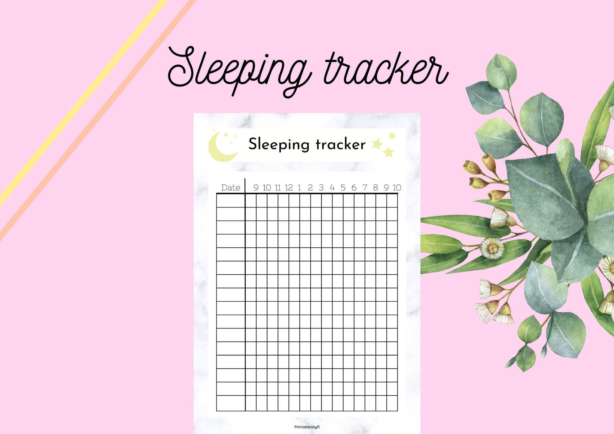 Sleeping Tracker, Sleep Schedule, Sleeping Digital Print, Sleeping Pdf ...
