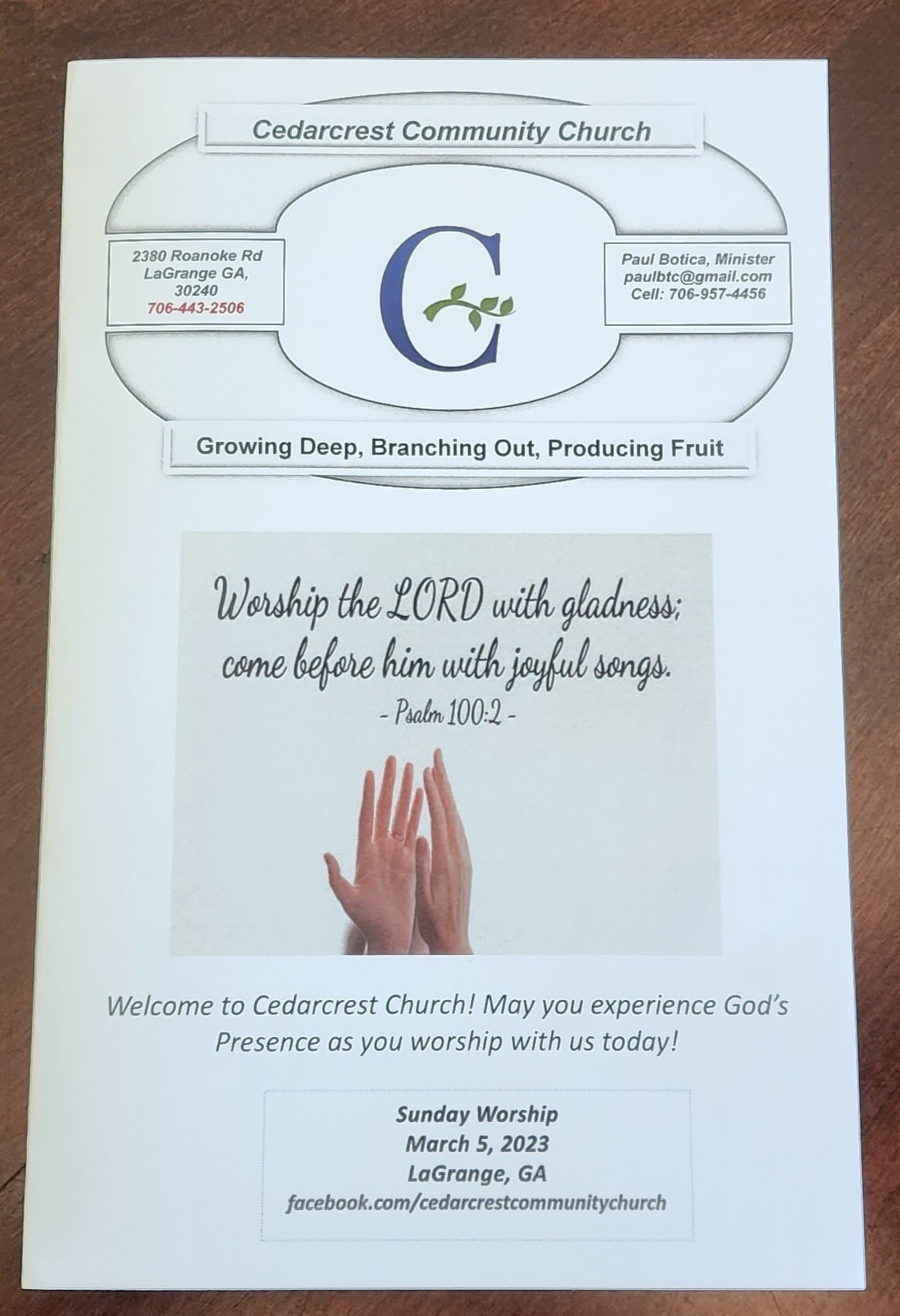 Church Bulletin for Worship, Main Events, Prayer, Church Info. and More ...