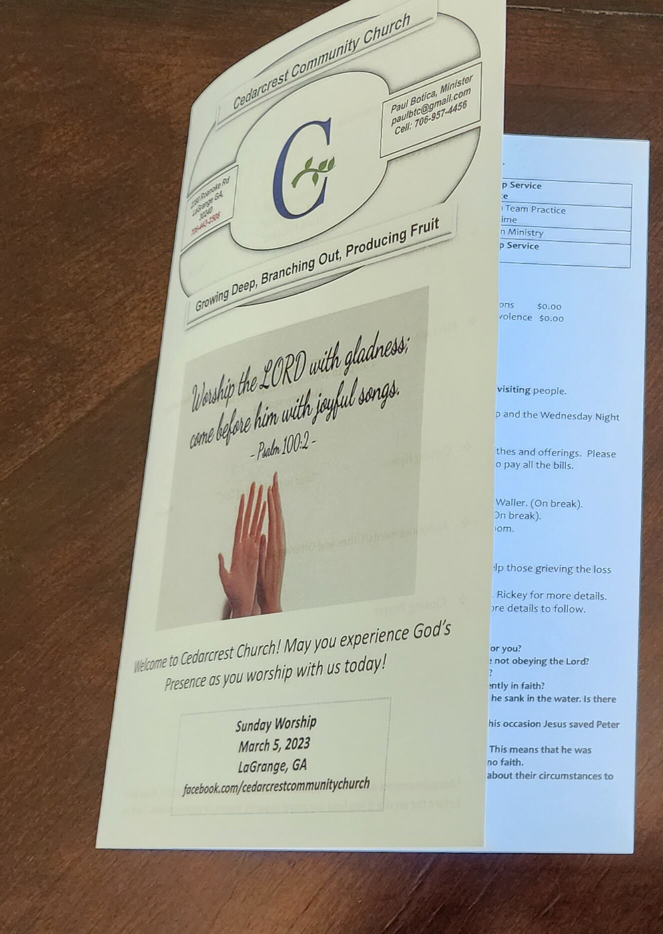 Church Bulletin for Worship, Main Events, Prayer, Church Info. and More ...