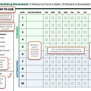 Habit Building and Tracking Worksheet - Etsy