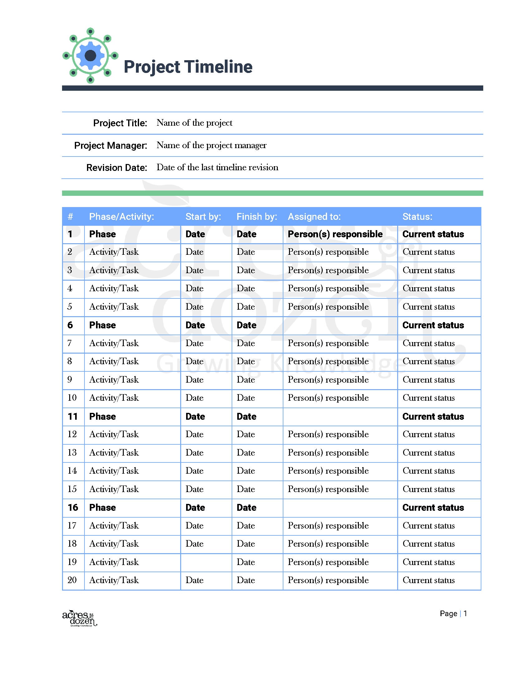Project Management: Project Timeline Template (DIGITAL DOWNLOAD) - Etsy
