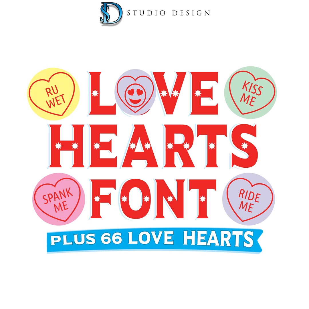 Love Hearts Font Candy Hearts Clip Art Images Love Heart - Etsy New Zealand