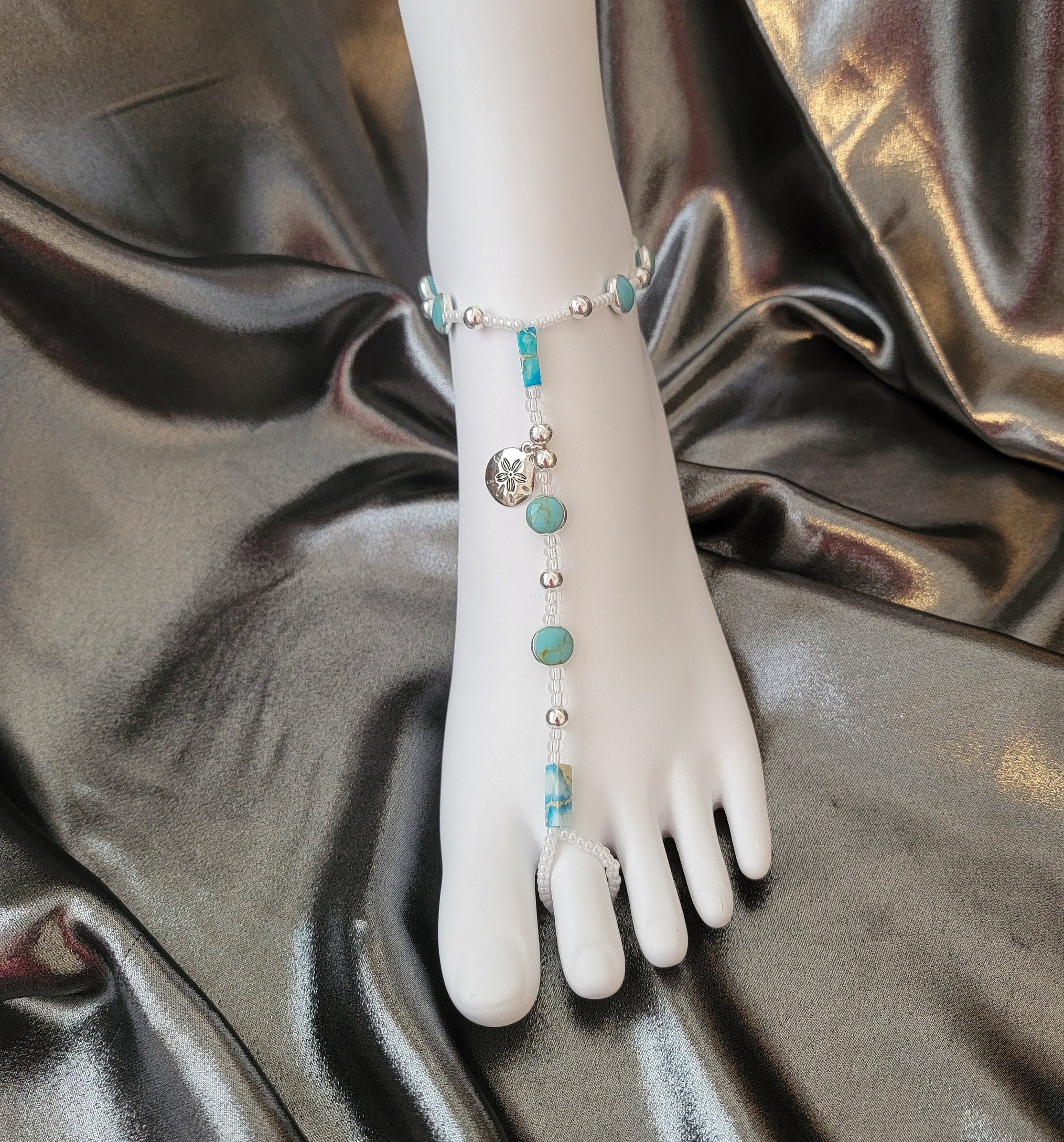 Beaded Sand Dollar Barefoot Sandals for Weddings, Beach, Pool, Teens ...