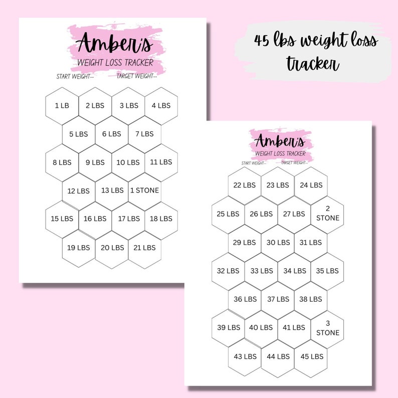 Personalised Weight Loss Tracker, Personalised, Weight Loss Chart, A4 ...