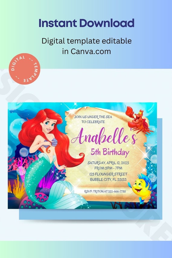 Little Mermaid Printable Invitation Kits