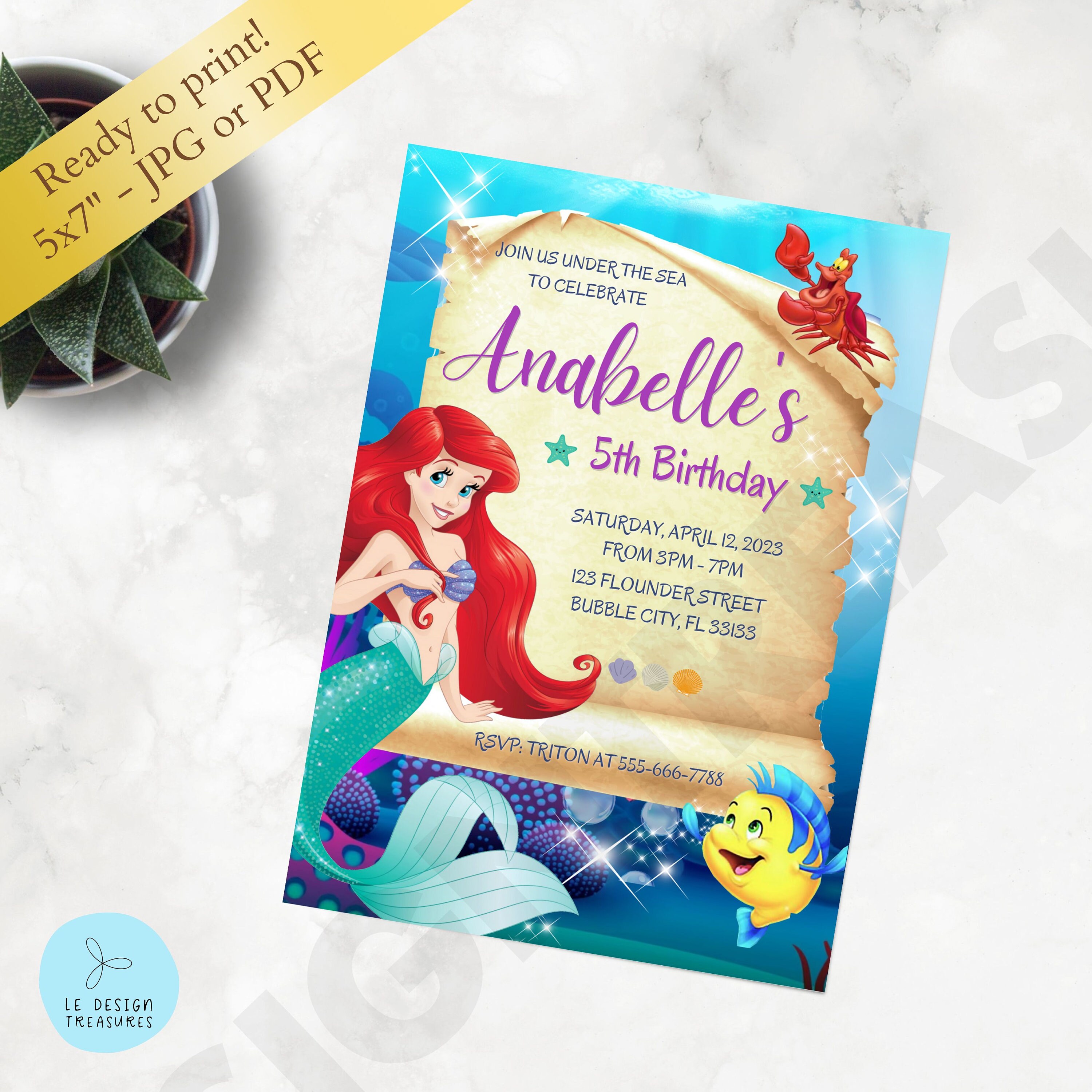 INSTANT DOWNLOAD - Little Mermaid Invitation Animated - Little Mermaid ...