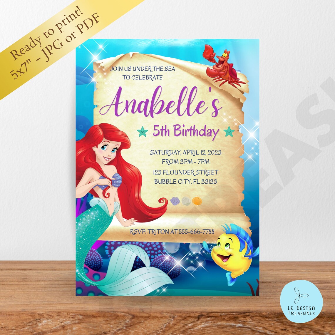 INSTANT DOWNLOAD - Little Mermaid Invitation Animated - Little Mermaid ...
