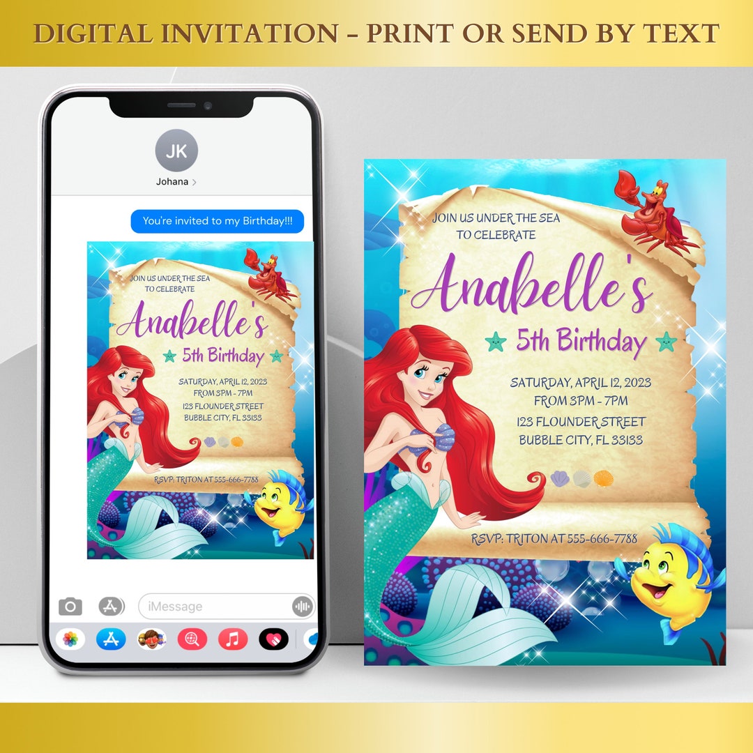 INSTANT DOWNLOAD - Little Mermaid Invitation Animated - Little Mermaid ...