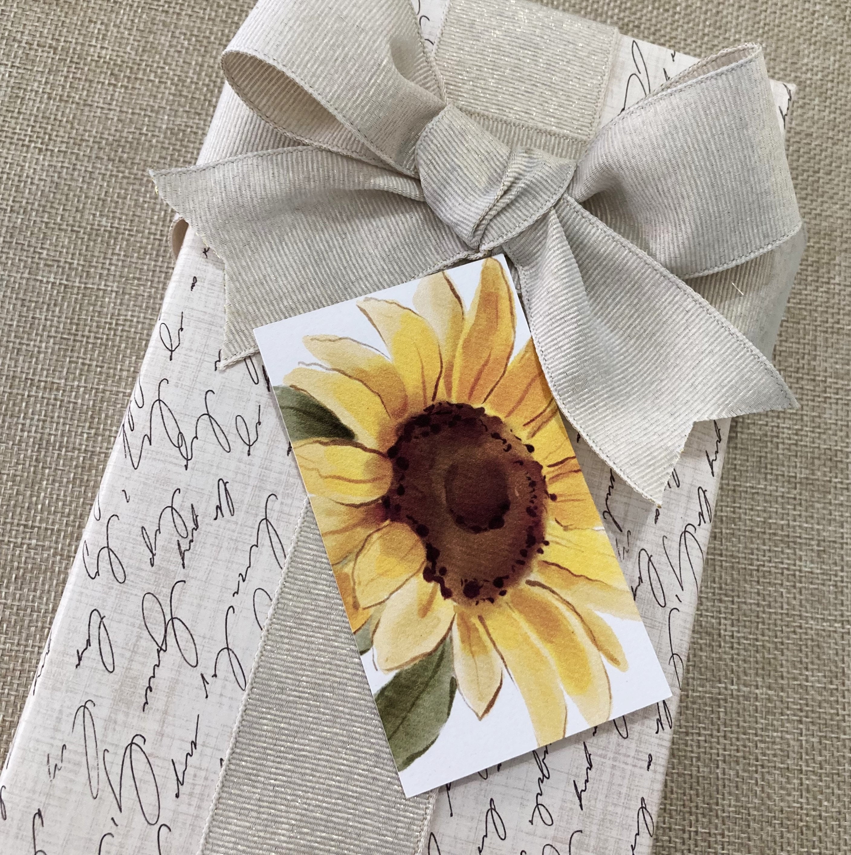 Sunflower Note Card, Sunflower Gift Tag, Sunflower Gift Card, Thank You ...