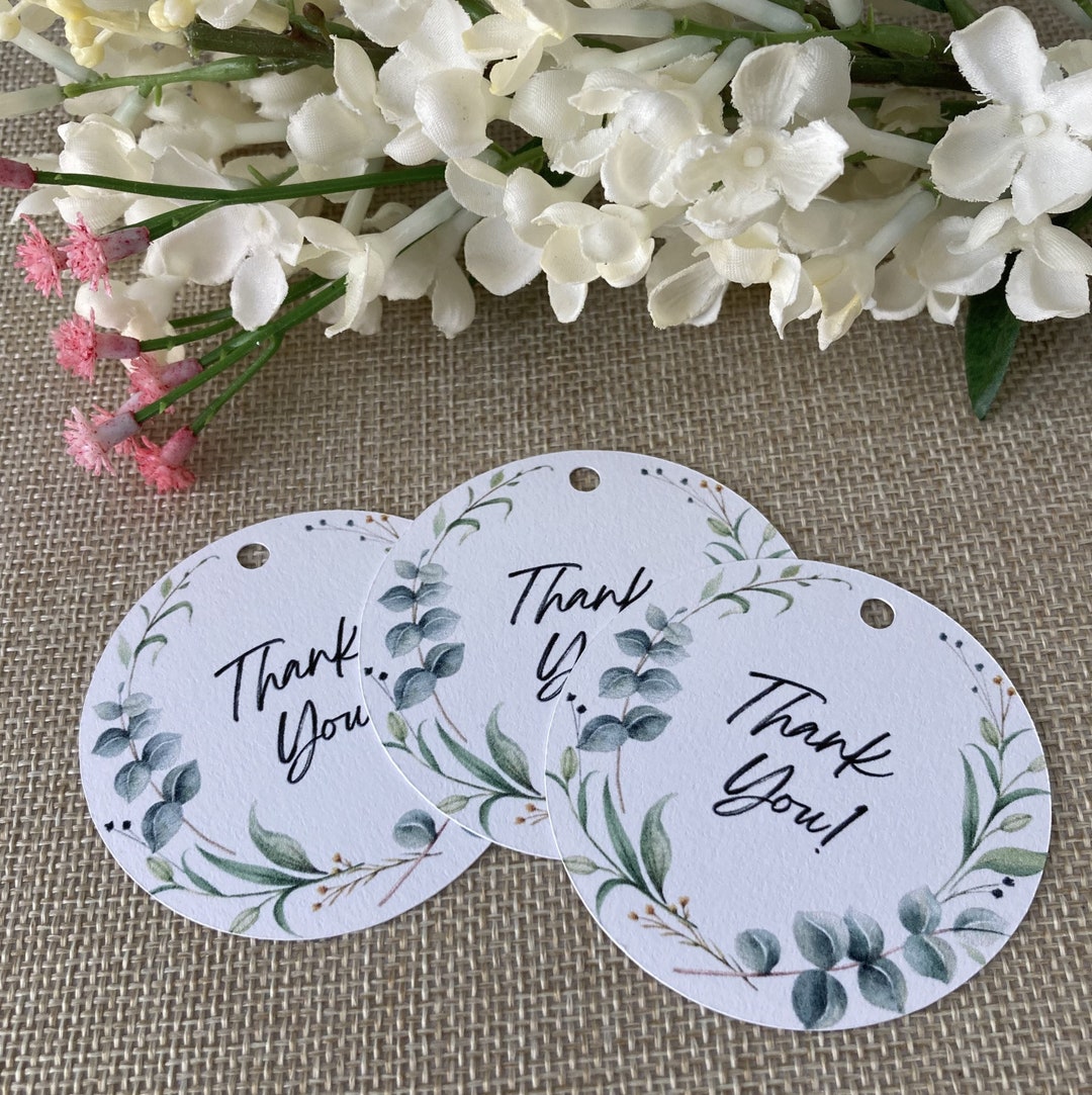 SET of 12 Tags, Circle Hang Tags, Thank You Tags, Gift Bag Tags, Thank ...