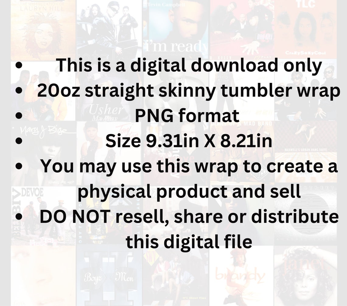90s Tumbler Wrap, Seamless Tumbler Wrap, 90s R&b Tumbler, Music Tumbler ...