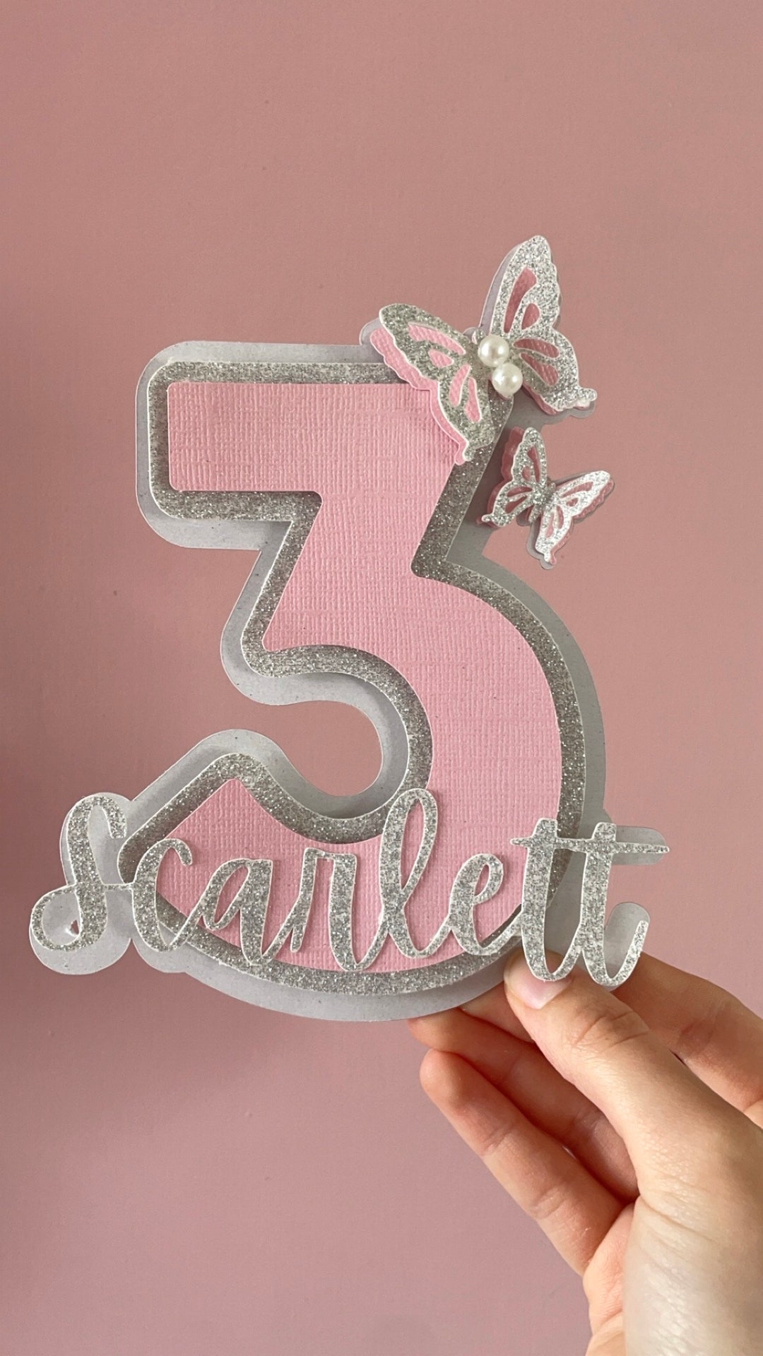 Birthday Cake Topper Pink Butterfly Cake Topper Personalized Cake ...