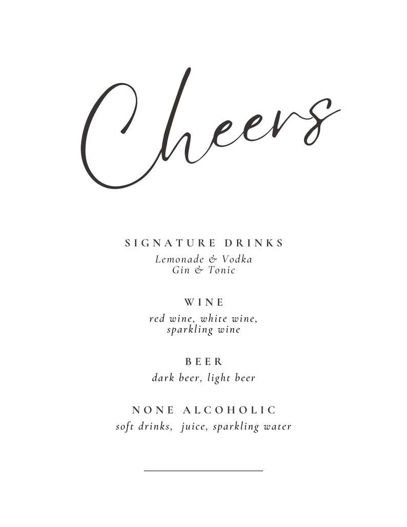 Drink Menu, Drink Signage, Wedding Drinks, Bar Menu - Etsy