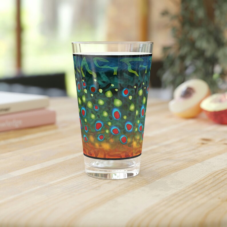 Brook Trout Pilsner Pint Beer Glass 16 Oz by Wind River Flyworks, Great ...