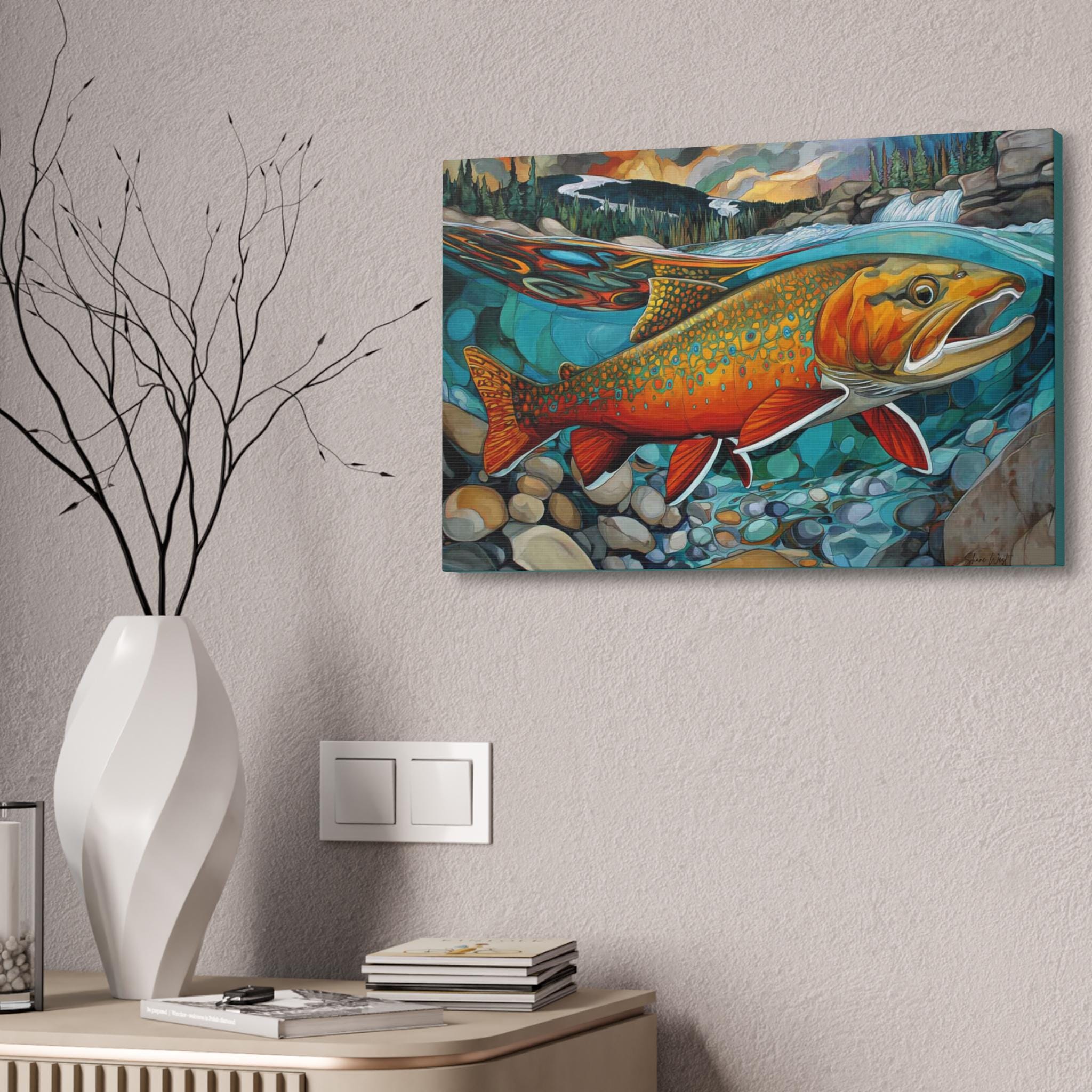 Rocky Bottom Brookie Abstract Brook Trout Wall Art, Mountain Stream ...