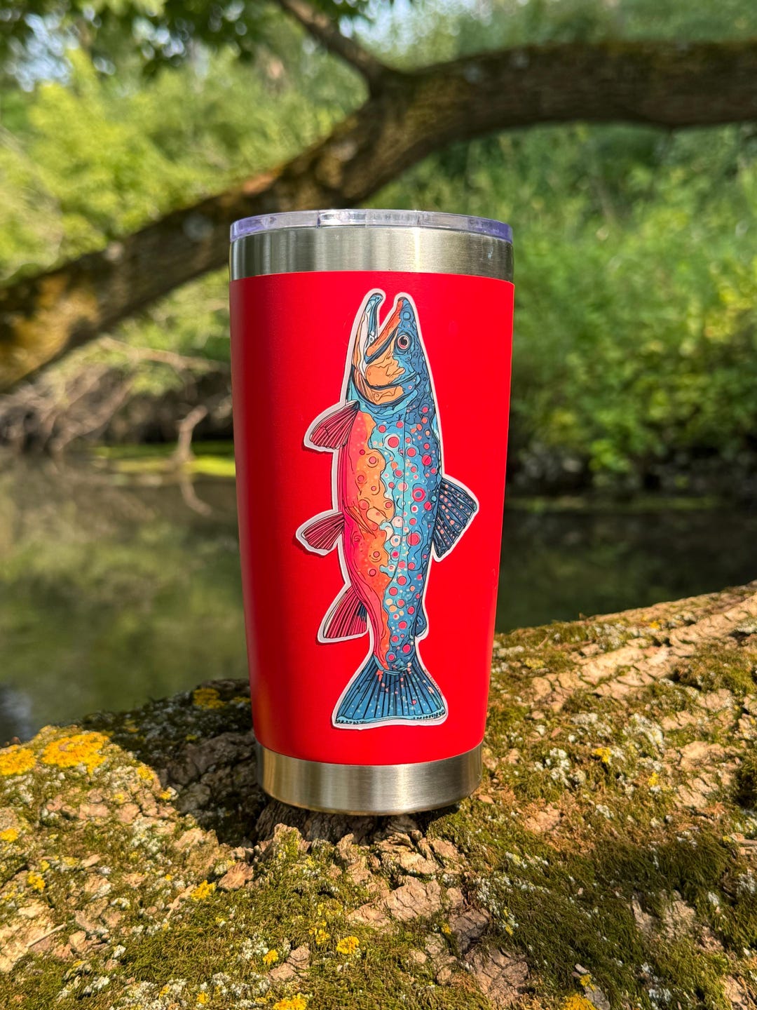 Abstract Brook Trout Fly Fishing Sticker, Die Cut Vinyl With Bright UV ...