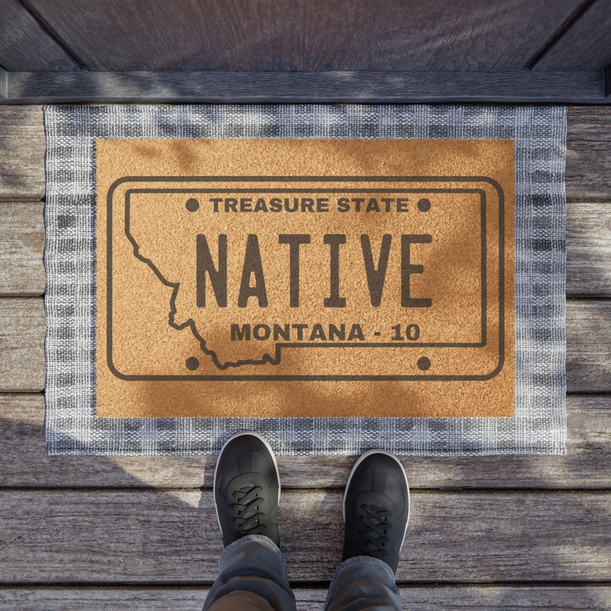Montana NATIVE Door Mat in Classic License Plate Outline, Show Your ...