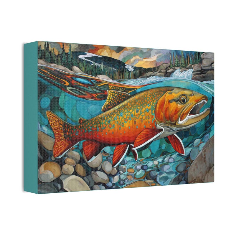 Rocky Bottom Brookie Abstract Brook Trout Wall Art, Mountain Stream ...