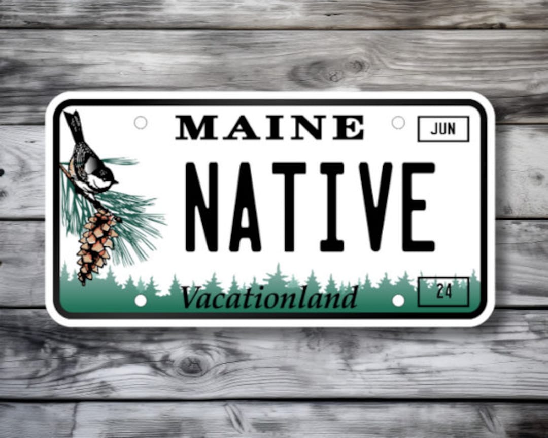 Maine NATIVE Waterproof Vinyl Sticker, Chickadee & Pine Classic State ...