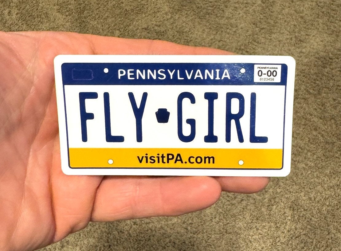 Pennsylvania FLY GIRL Fly Fishing License Plate 4" X 2" Vinyl ...